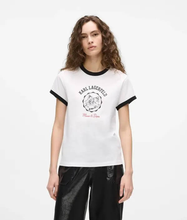 Karl Lagerfeld Ikon Choupette Muse T-shirt - White
