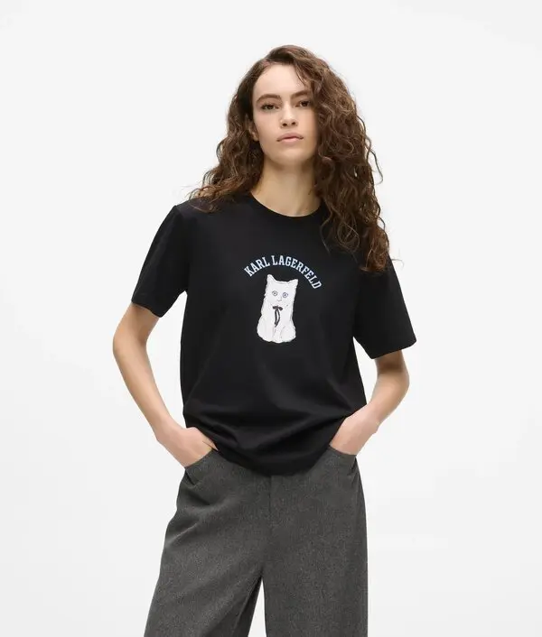 Karl Lagerfeld Ikon Choupette Sketch T-shirt - Black