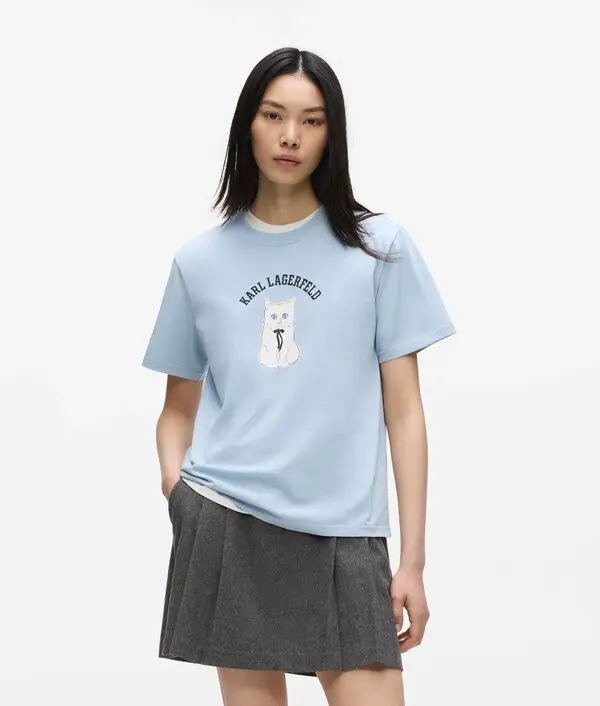 Karl Lagerfeld Ikon Choupette Sketch T-shirt - Kentucky Blue
