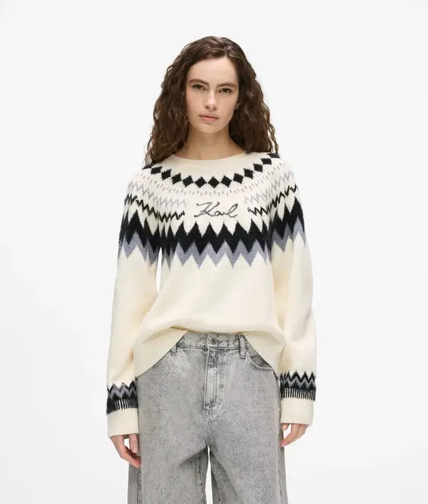 Karl Lagerfeld Alpine Knitted Sweater - White/black