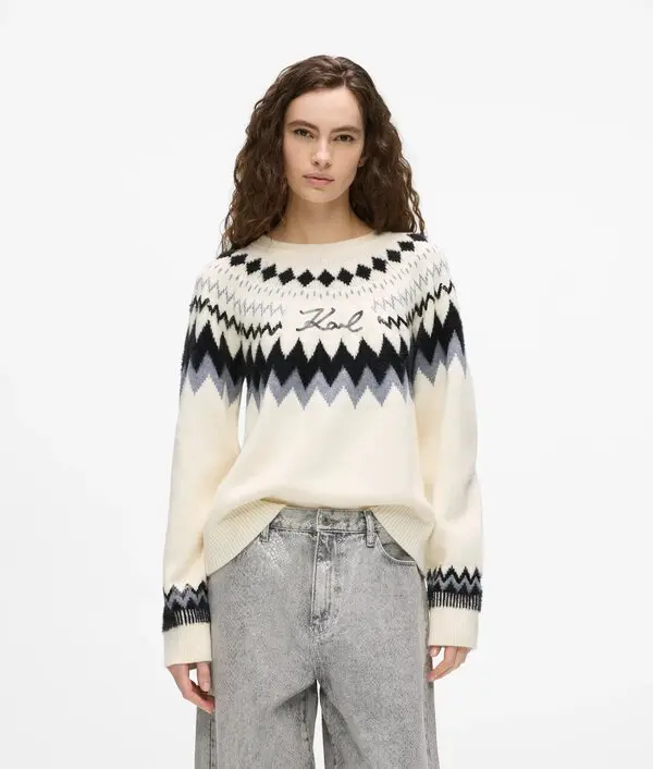 Karl Lagerfeld Alpine Knitted Sweater - White/black