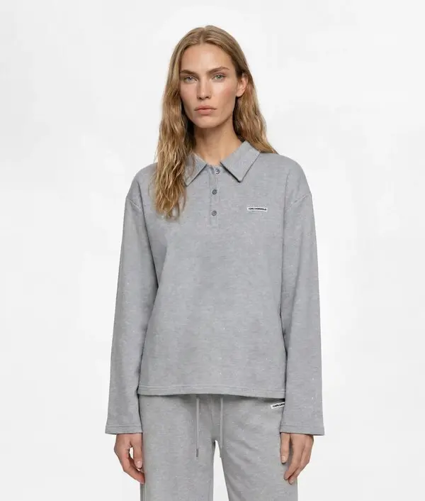 Karl Lagerfeld Rhinestone Embellished Loungewear Sweatshirt - Medium Grey Melange