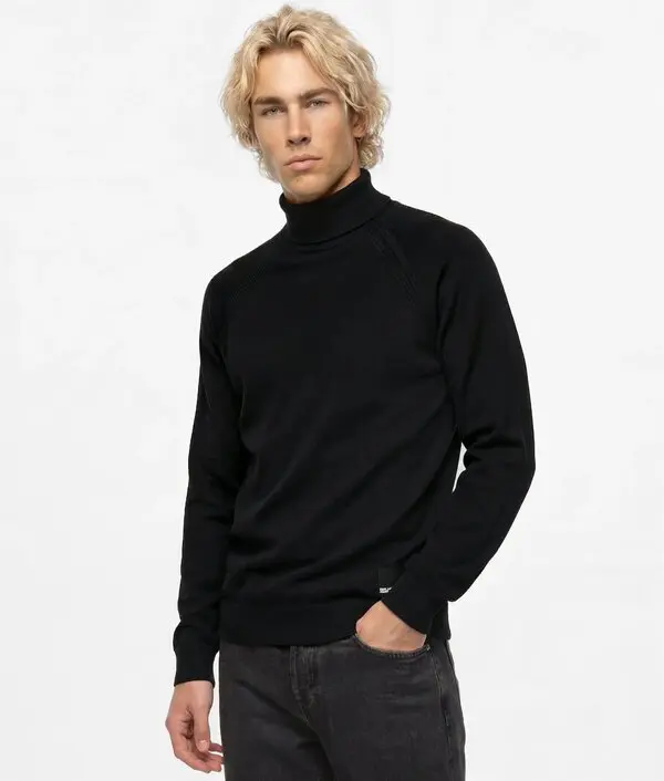 KL JEANS Jeans Lightweight Knit Rollneck Sweater - Black