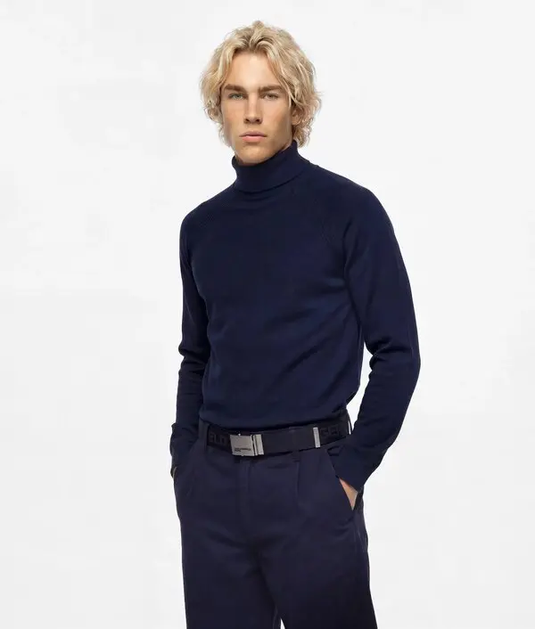 KL JEANS Lightweight Knit Rollneck Sweater - Peacoat