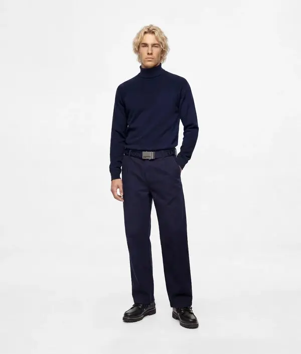 Karl Lagerfeld Lightweight Knit Rollneck Sweater - Peacoat