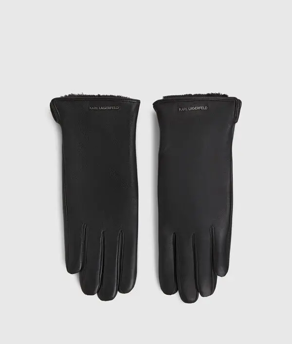 Karl Lagerfeld Logo Leather Gloves