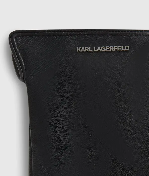 Karl Lagerfeld Logo Leather Gloves