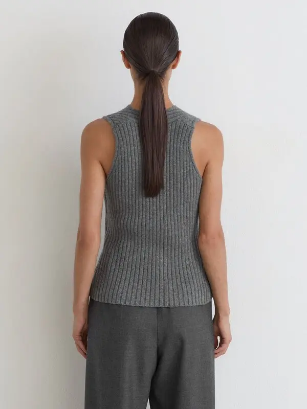 REISS Maggie Wool-blend Ribbed Cowl-neck Vest With Cashmere