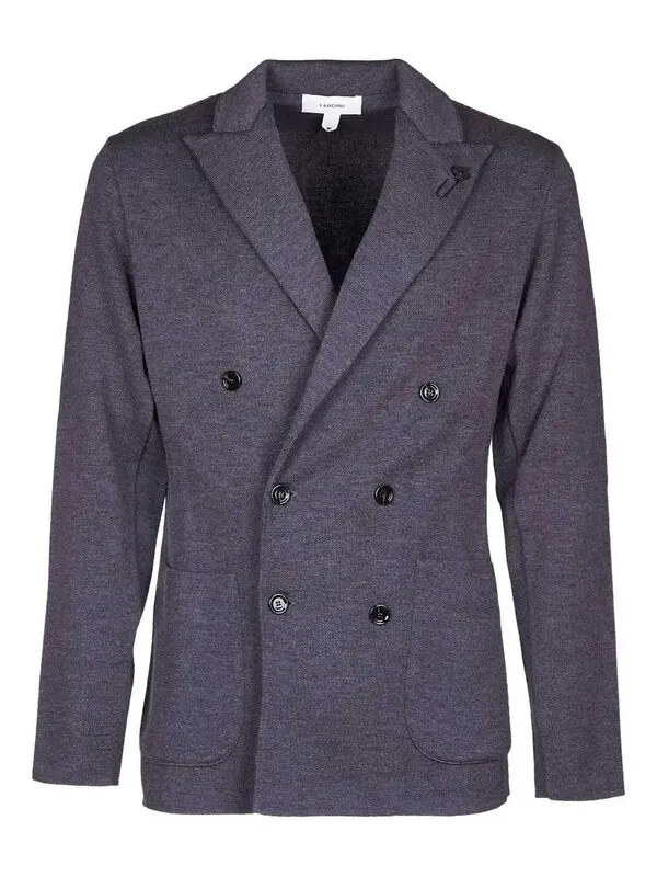 LARDINI Double-breasted Knit Blazer