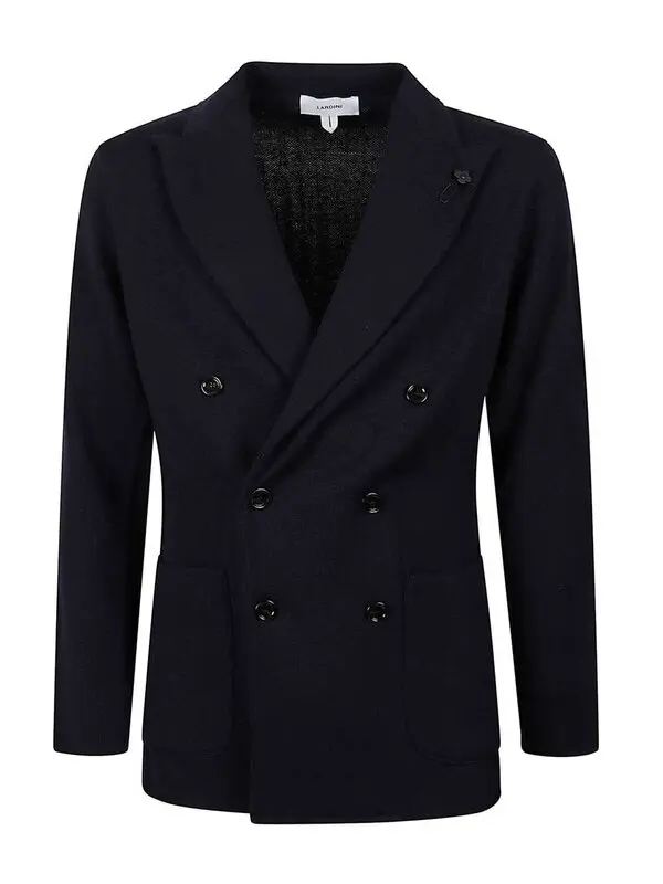 LARDINI Double-breasted Knit Jacket