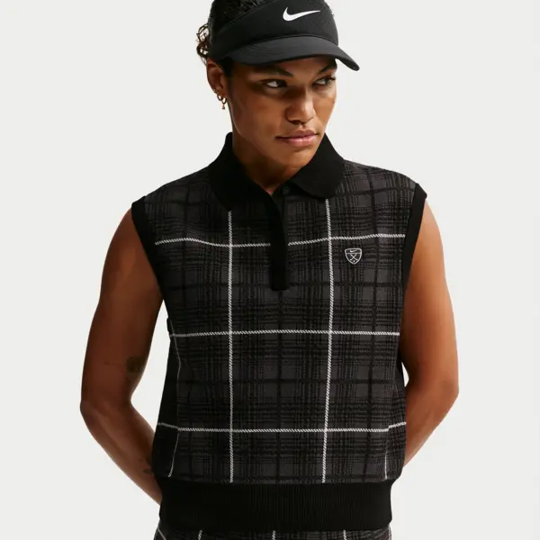 Nike Fairway Fresh Plaid Golf Sweater Vest - Black