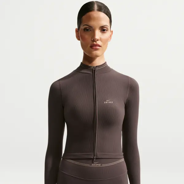 Nike Skims Ribbed Seamless Cropped Full-zip Jacket