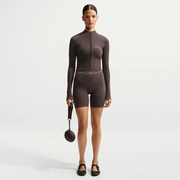 Nike Skims Ribbed Seamless Cropped Full-zip Jacket
