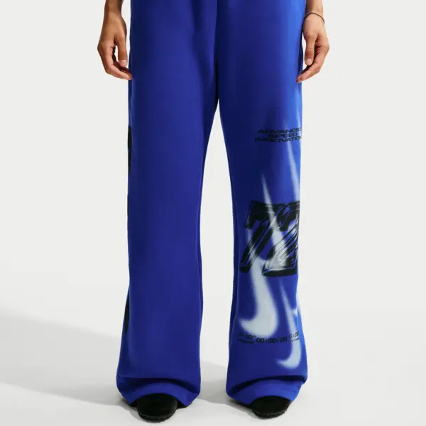 Nike Studio Fleece Medium Weight High-rise Straight-leg Graphic Pants - Blue