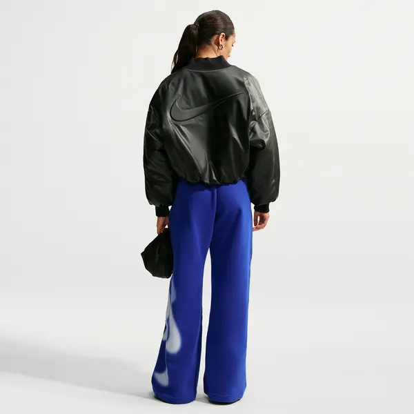 Nike Studio Fleece Medium Weight High-rise Straight-leg Graphic Pants - Blue