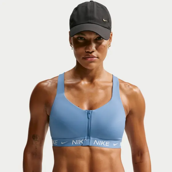 Nike Indy High Support Padded Front-zip Sports Bra - Blue