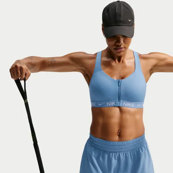 Nike Indy High Support Padded Front-zip Sports Bra - Blue