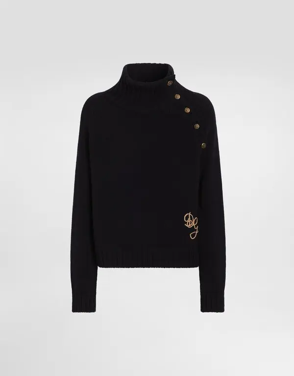 Dolce & Gabbana Smooth Knit Turtleneck With Logo Embroidery