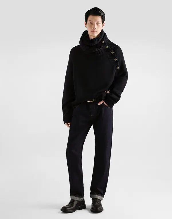 Dolce & Gabbana Smooth Knit Turtleneck With Logo Embroidery