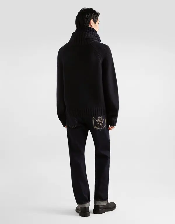 Dolce & Gabbana Smooth Knit Turtleneck With Logo Embroidery
