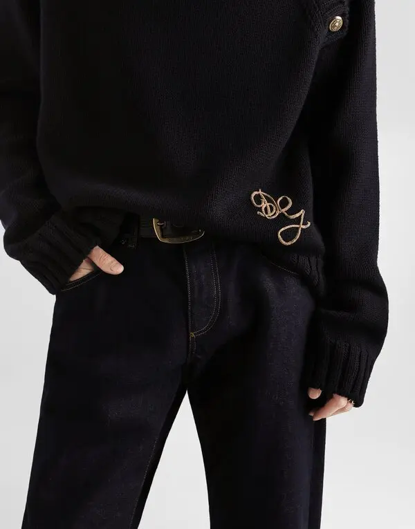 Dolce & Gabbana Smooth Knit Turtleneck With Logo Embroidery