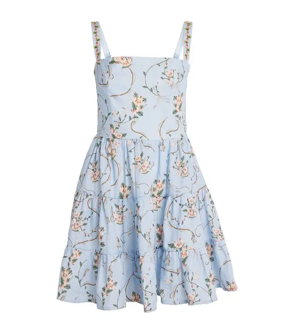 Agua Bendita Linen Lima Navegante Mini Dress - Blue
