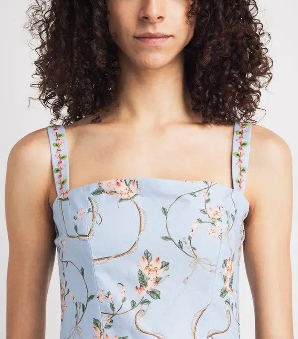 Agua Bendita Linen Tiered Mini Dress