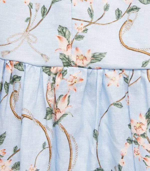 Agua Bendita Linen Tiered Mini Dress
