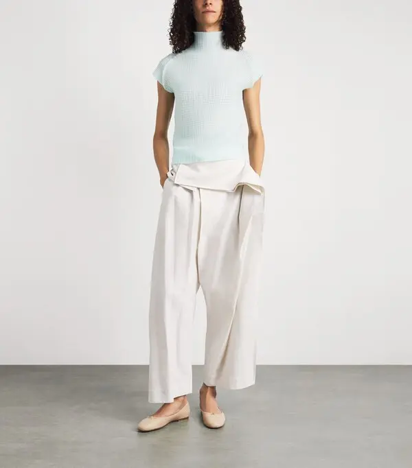 Issey Miyake Wooly Pleats Mock-neck Top