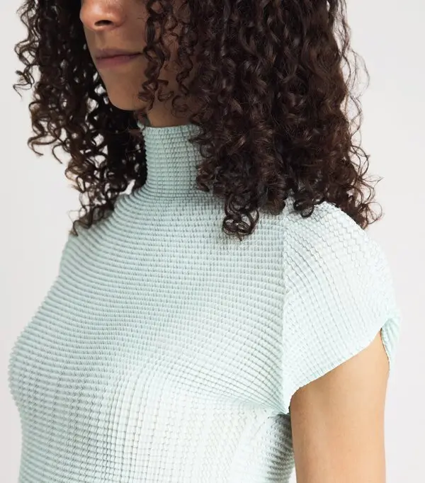 Issey Miyake Wooly Pleats Mock-neck Top