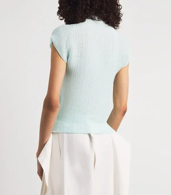 Issey Miyake Wooly Pleats Mock-neck Top