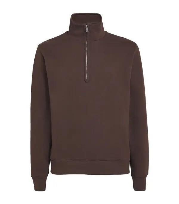 Sandro Cotton Half-zip Sweater - Brown