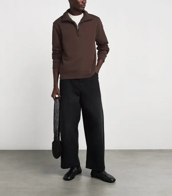 Sandro Cotton Half-zip Sweater - Brown