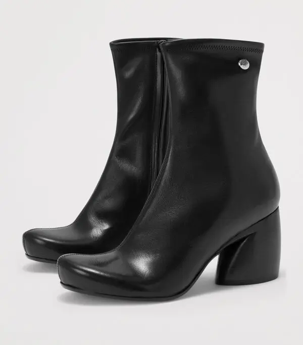 Loewe Leather Oval Heeled Ankle Boots 70