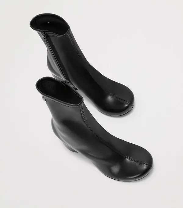 Loewe Leather Oval Heeled Ankle Boots 70