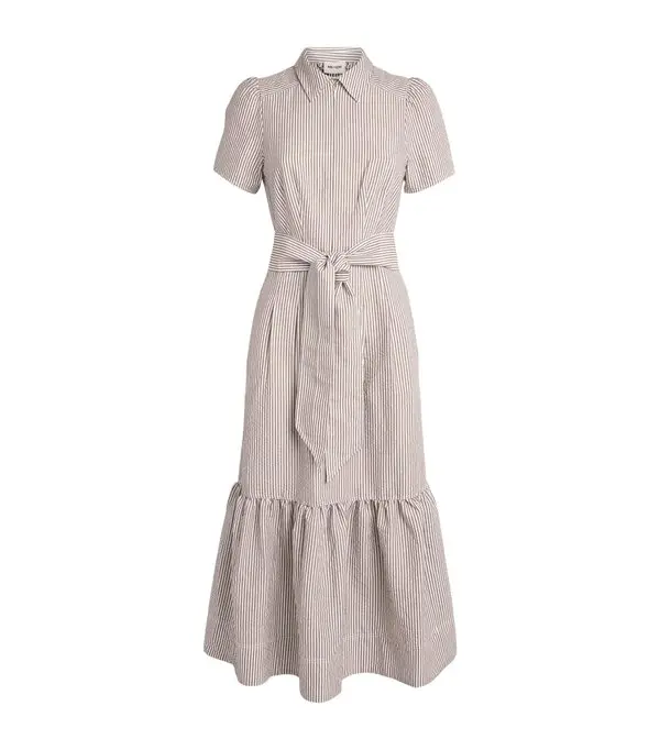 ME+EM Seersucker Midi Shirt Dress