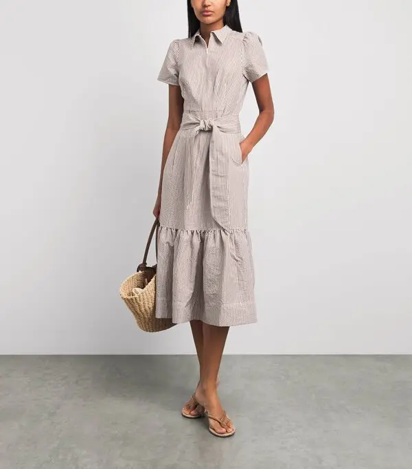 ME+EM Seersucker Midi Shirt Dress