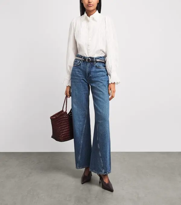 ME+EM Cotton Voile Embroidered Blouse