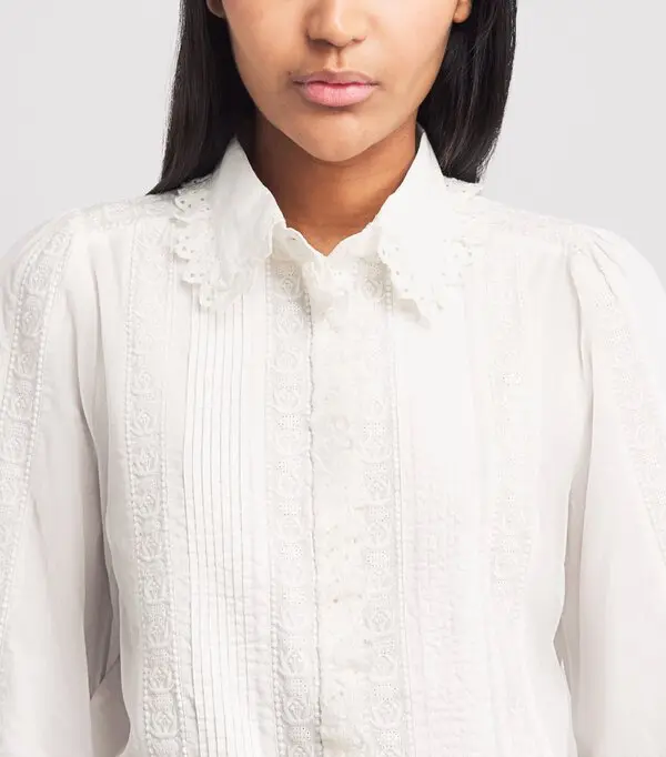 ME+EM Cotton Voile Embroidered Blouse
