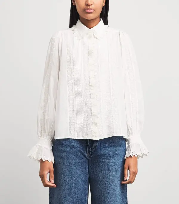 ME+EM Cotton Voile Embroidered Blouse