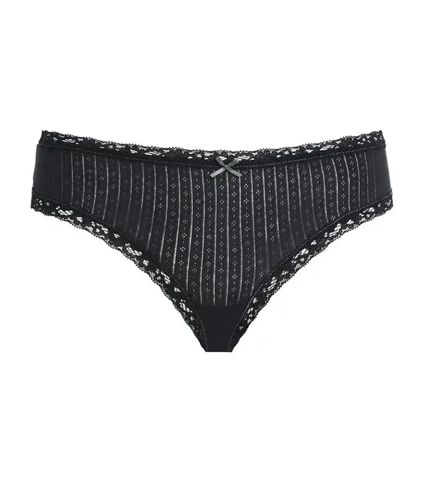 SKIMS Pointelle Lace-trim Briefs - Black