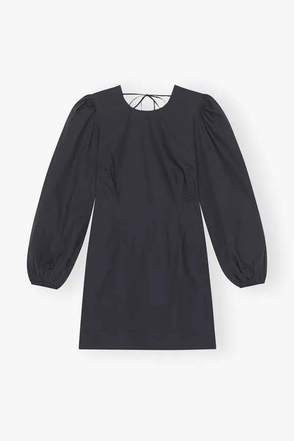 GANNI Cotton Poplin Open Back Mini Dress - Black