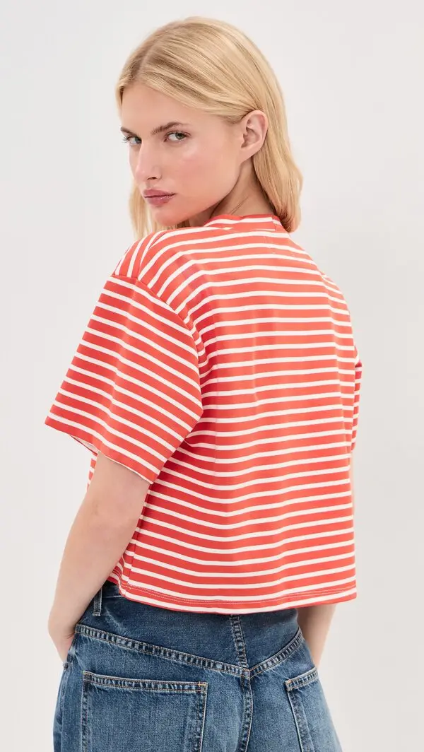 LE BOP Hazel Cropped Tee - Poppy/white