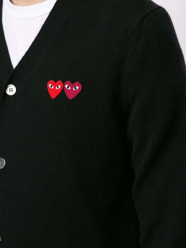 Play Comme Des Garcon Embroidered Logo Cardigan