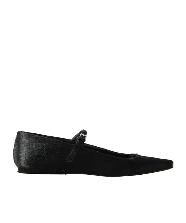 Loulou De Saison Leone Pony-effect Leather Mary Jane Flats
