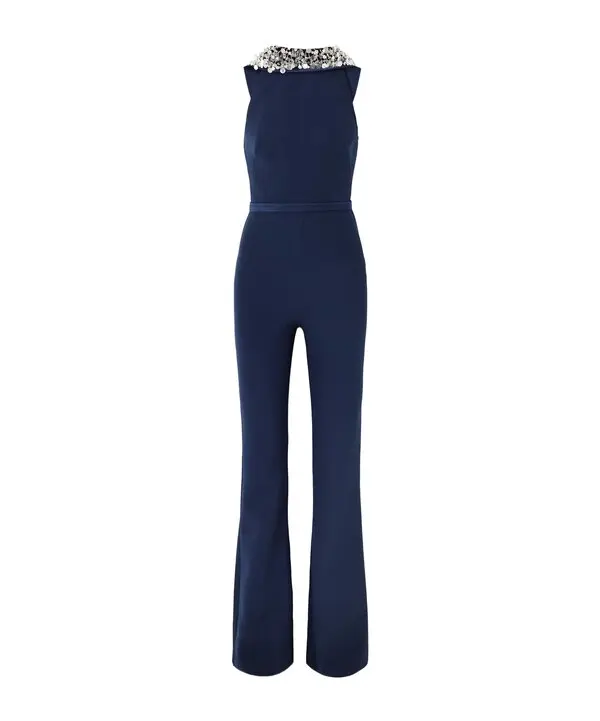 SAFIYAA LONDON Satin-trimmed Crepe Jumpsuit