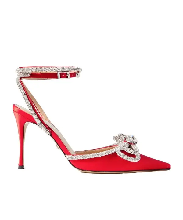 MACHMACH Crystal-embellished Silk-satin Pumps