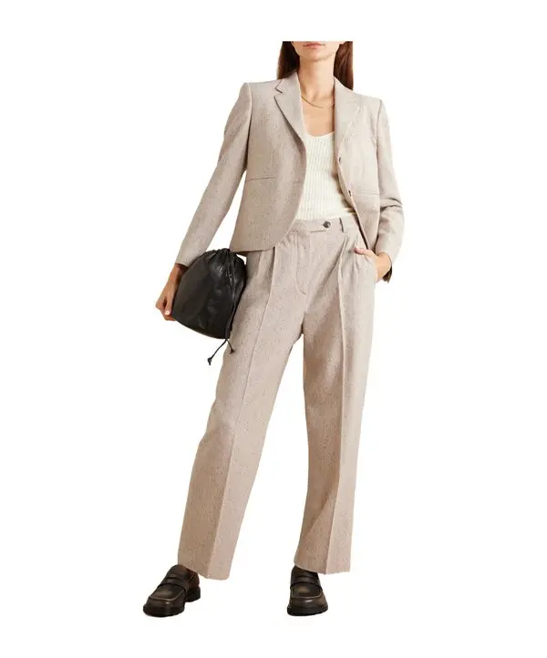 FORTELA Pleated Woolblend Straightleg Trousers