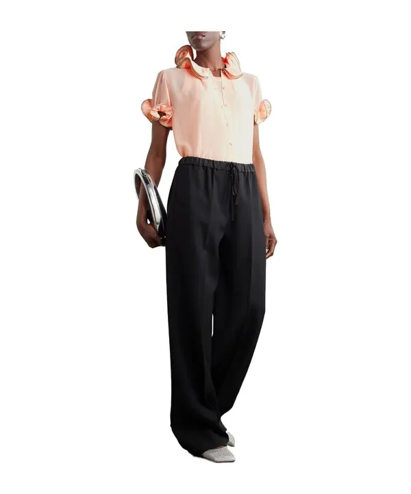 Coperni Zip-embellished Ruffled Chiffon Blouse