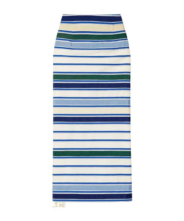 Rosie Assoulin Striped Herringbone Cotton-blend Midi Skirt